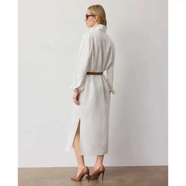 Ralph Lauren Vicki Linen Shirt Dress With Belt - Cream