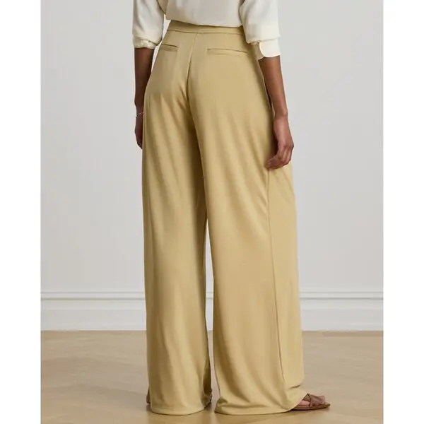 Ralph Lauren Pleated Stretch Jersey Wide-leg Trousers - Birch Tan