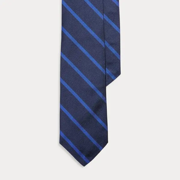 Ralph Lauren Striped Silk Repp Narrow Tie - Navy/red