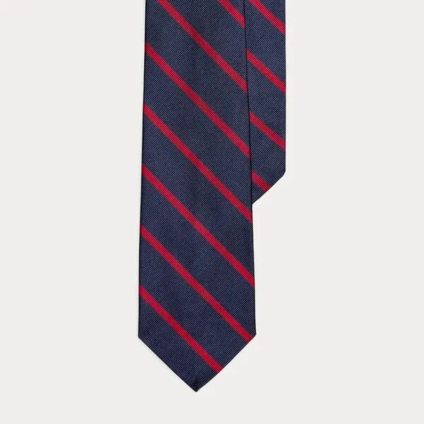 Ralph Lauren Striped Silk Repp Narrow Tie - Navy/red
