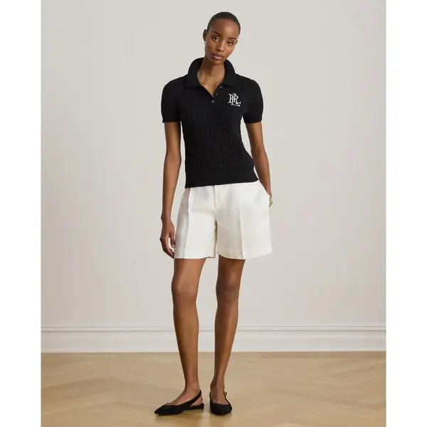 Ralph Lauren Cable-knit Cotton Polo Sweater - Black