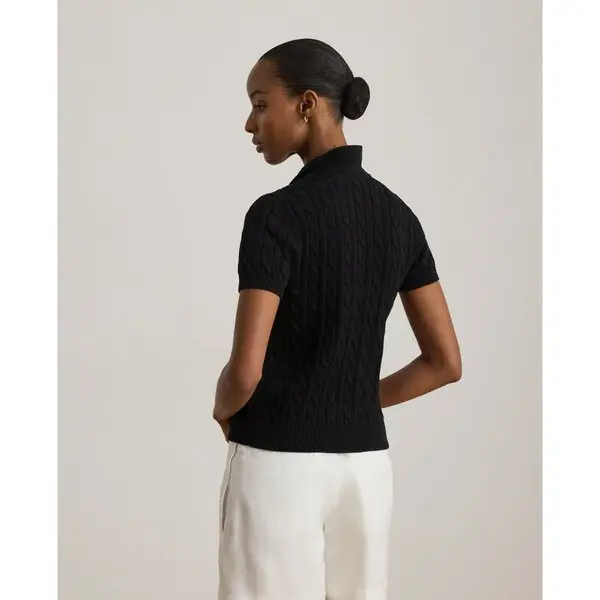 Ralph Lauren Cable-knit Cotton Polo Sweater - Black
