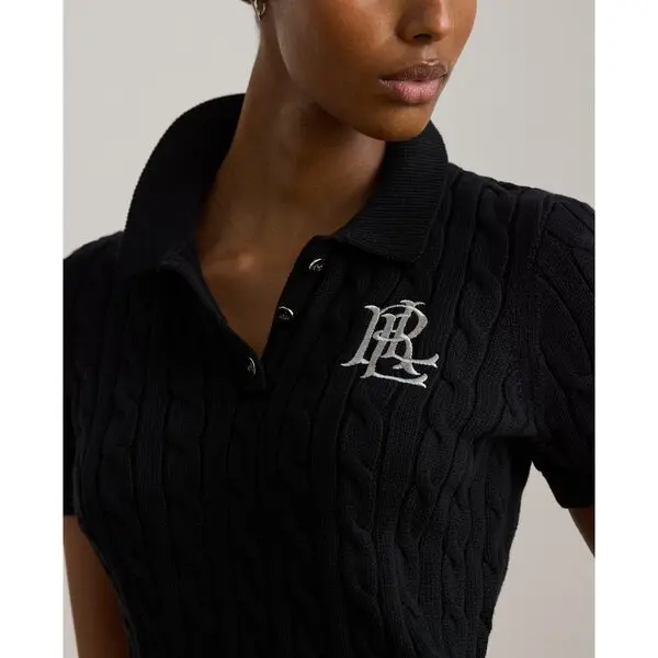 Ralph Lauren Cable-knit Cotton Polo Sweater - Black