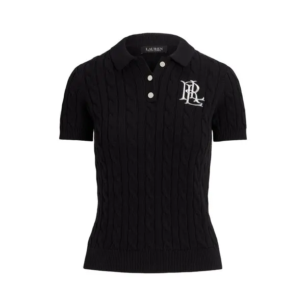 Ralph Lauren Cable-knit Cotton Polo Sweater - Black