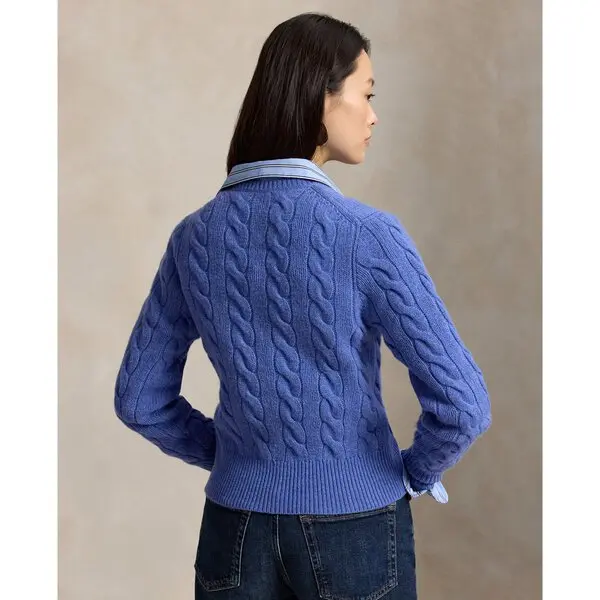 Ralph Lauren Cable-knit Wool-cashmere Cardigan - Dockside Blue Heather