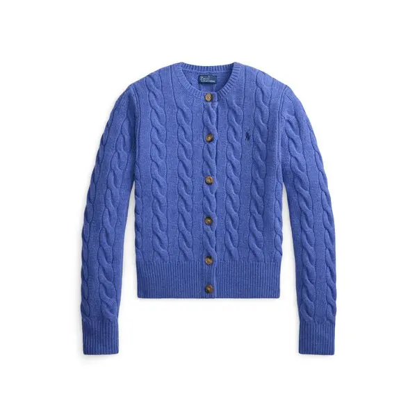 Ralph Lauren Cable-knit Wool-cashmere Cardigan - Dockside Blue Heather