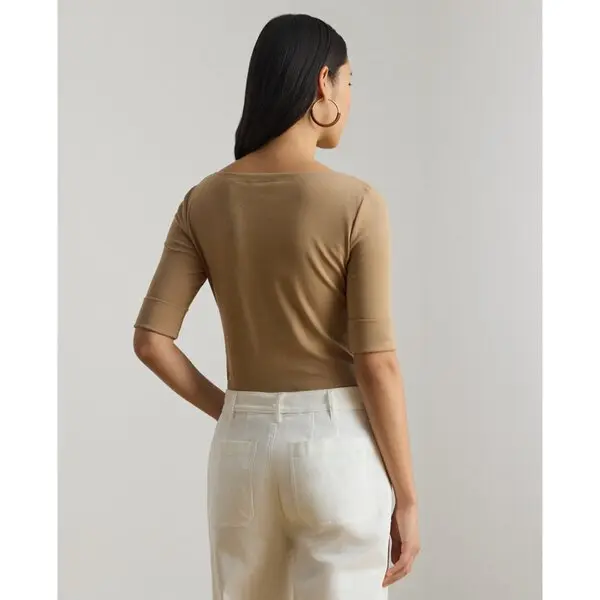 Ralph Lauren Stretch Cotton Boatneck Tee - Classic Camel