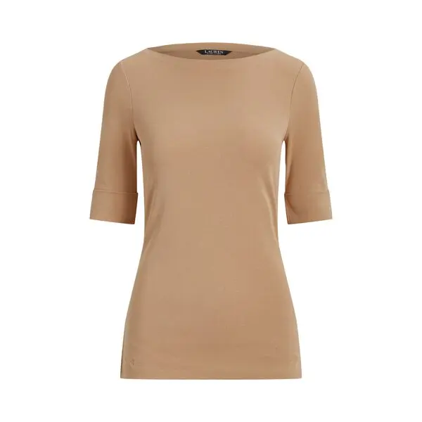 Ralph Lauren Stretch Cotton Boatneck Tee - Classic Camel