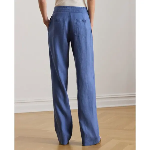 Ralph Lauren Linen Wide-leg Pant - Carson Blue
