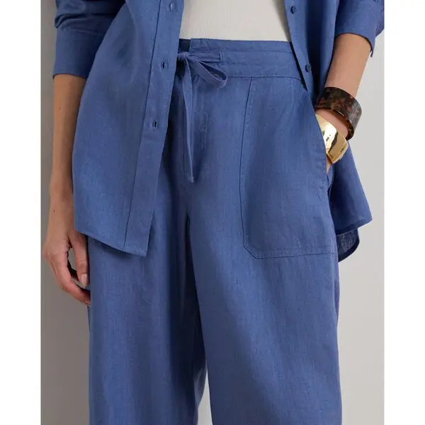 Ralph Lauren Linen Wide-leg Pant - Carson Blue