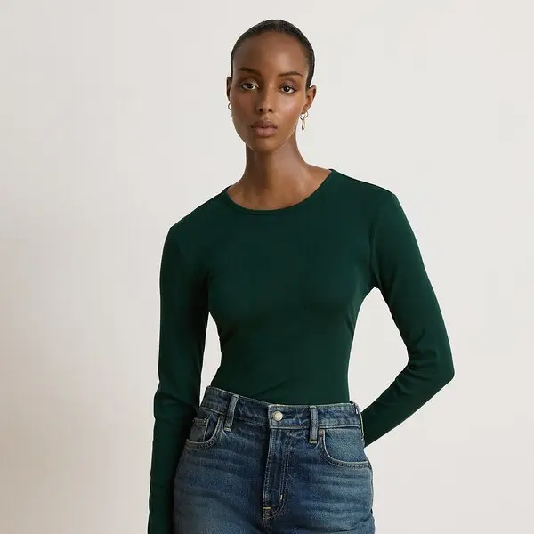 Ralph Lauren Stretch Cotton Long Sleeve Tee - Moss Agate