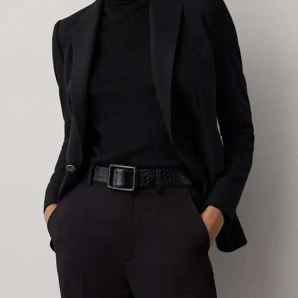 Ralph Lauren Trench-buckle Alligator Belt - Black