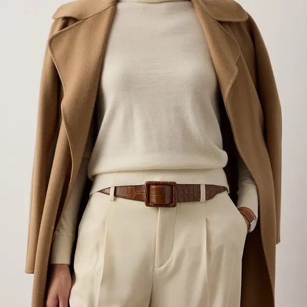Ralph Lauren Trench Buckle Alligator Belt - Honey