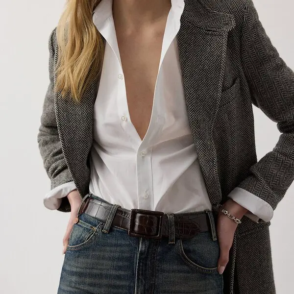 Ralph Lauren Trench-buckle Alligator Belt - Rl Brown