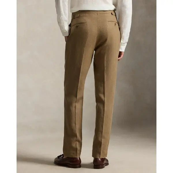 Ralph Lauren Pleated Linen Trousers - Cork Brown