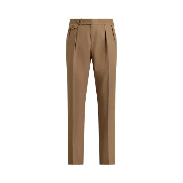 Ralph Lauren Pleated Linen Trousers - Cork Brown