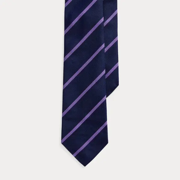 Ralph Lauren Striped Silk Repp Tie - Navy/lavender