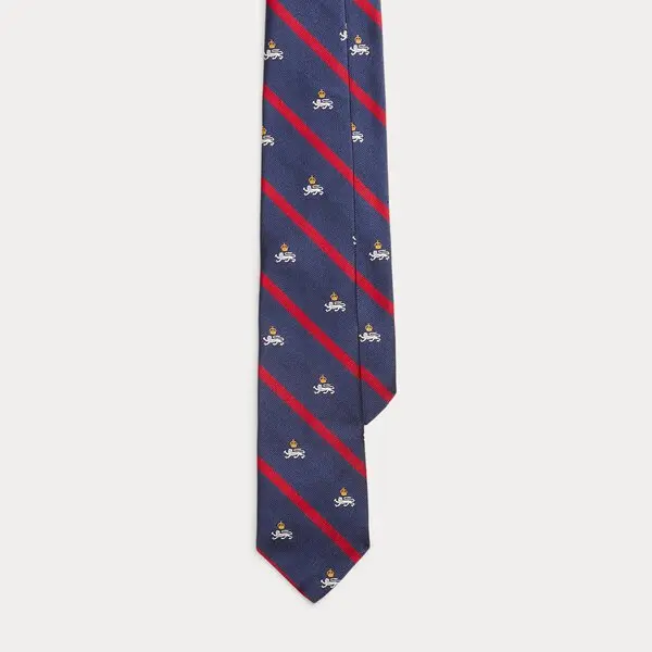 Ralph Lauren Striped Silk Repp Narrow Club Tie - Navy