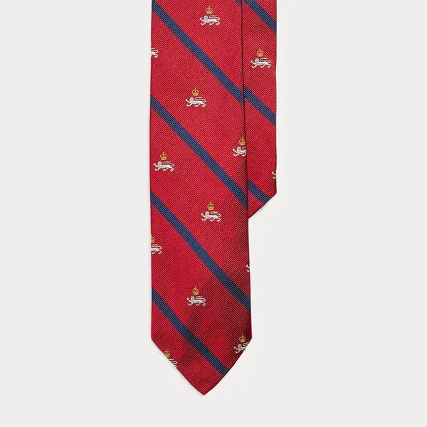 Ralph Lauren Striped Silk Repp Narrow Club Tie - Red