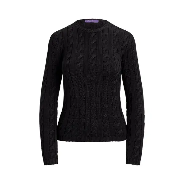 Ralph Lauren Cable-knit Silk Crewneck Sweater - Black