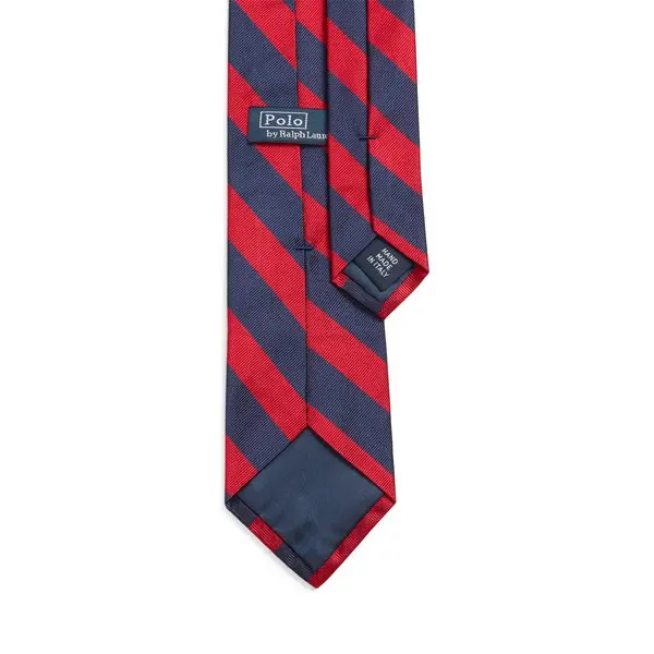 Ralph Lauren Striped Silk Repp Narrow Tie - Navy/red