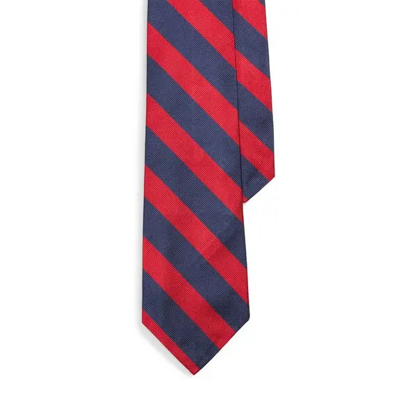 Ralph Lauren Striped Silk Repp Narrow Tie - Navy/red