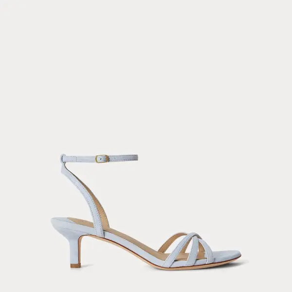 Ralph Lauren Kendyl Kitten-heel Suede Sandal - Alpine Blue