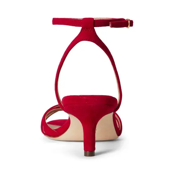 Ralph Lauren Kendyl Kitten-heel Suede Sandal - Festive Red