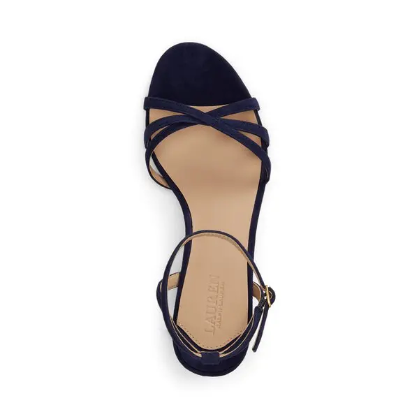 Ralph Lauren Kendyl Kitten-heel Suede Sandal - Refined Navy