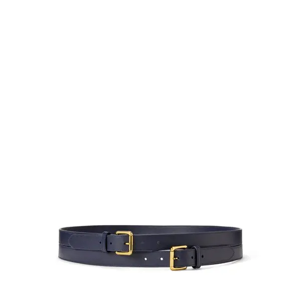 Ralph Lauren Leather Double-buckle Wide Belt