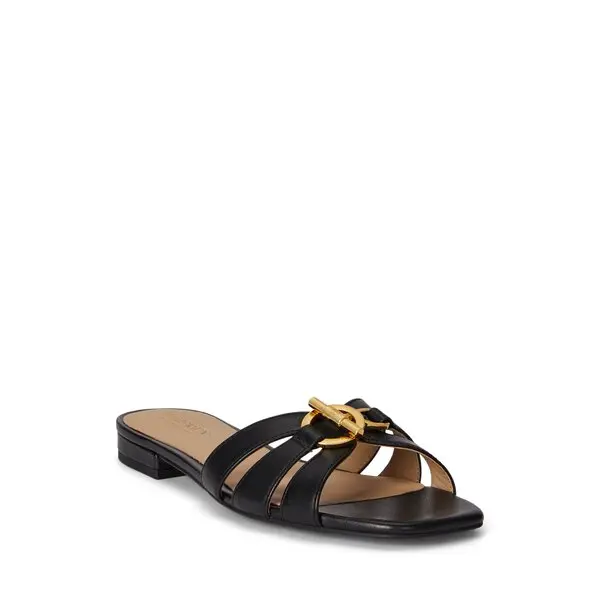 Ralph Lauren Blaike Nappa Leather Slide Sandal - Black