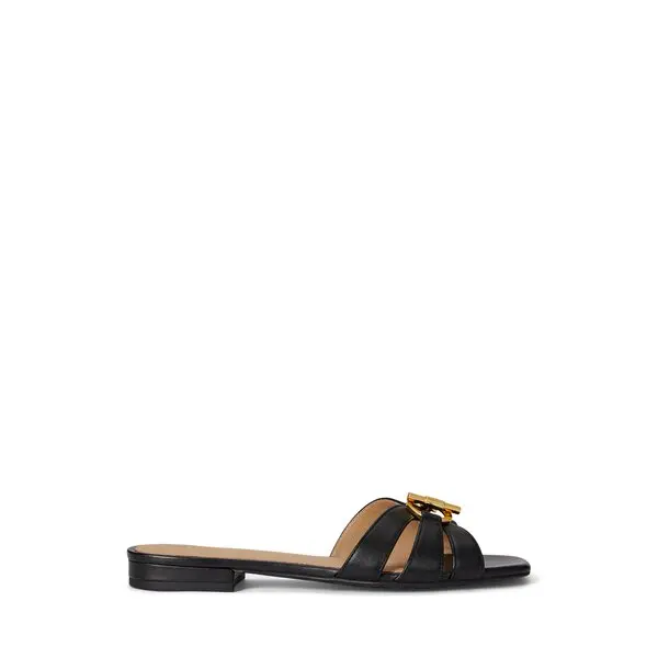 Ralph Lauren Blaike Nappa Leather Slide Sandal - Black