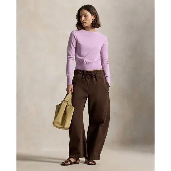Ralph Lauren Cotton-blend Boatneck Sweater - Soft Lilac
