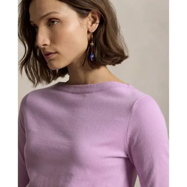 Ralph Lauren Cotton-blend Boatneck Sweater - Soft Lilac