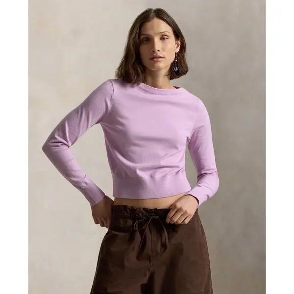Ralph Lauren Cotton-blend Boatneck Sweater - Soft Lilac