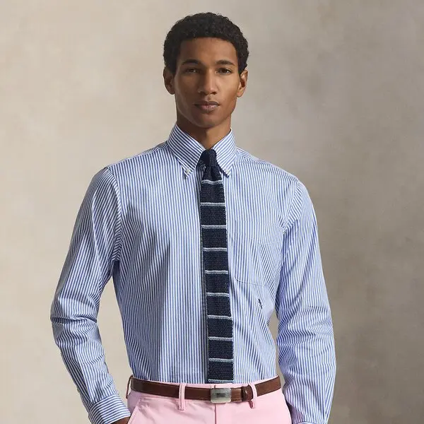 Ralph Lauren Classic Fit Striped Poplin Shirt - Blue/white