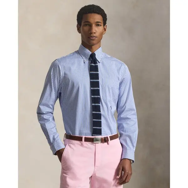 Ralph Lauren Classic Fit Striped Poplin Shirt - Blue/white
