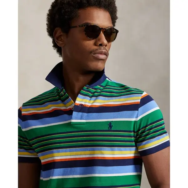 Ralph Lauren Classic Fit Striped Mesh Polo Shirt
