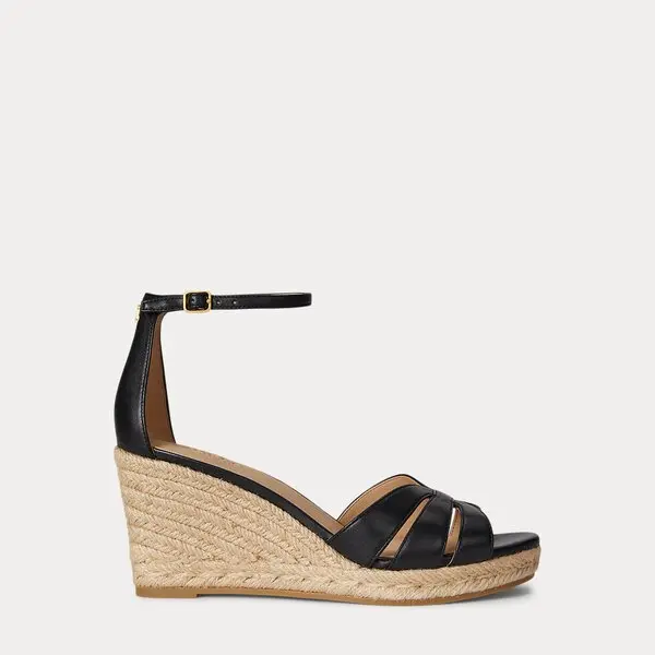 Ralph Lauren Nellie Nappa Leather Espadrille - Black