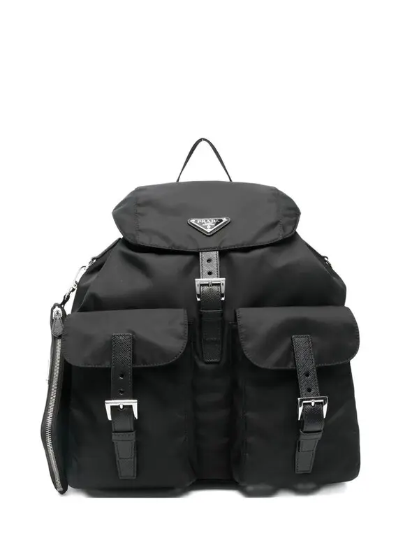 Prada Medium Backpack In Re-nylon With Pouch - Black
