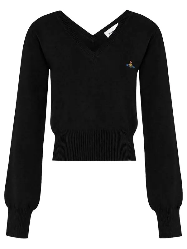 VIVIENNE WESTWOOD V-neck Cashmere Blend Sweater - Black