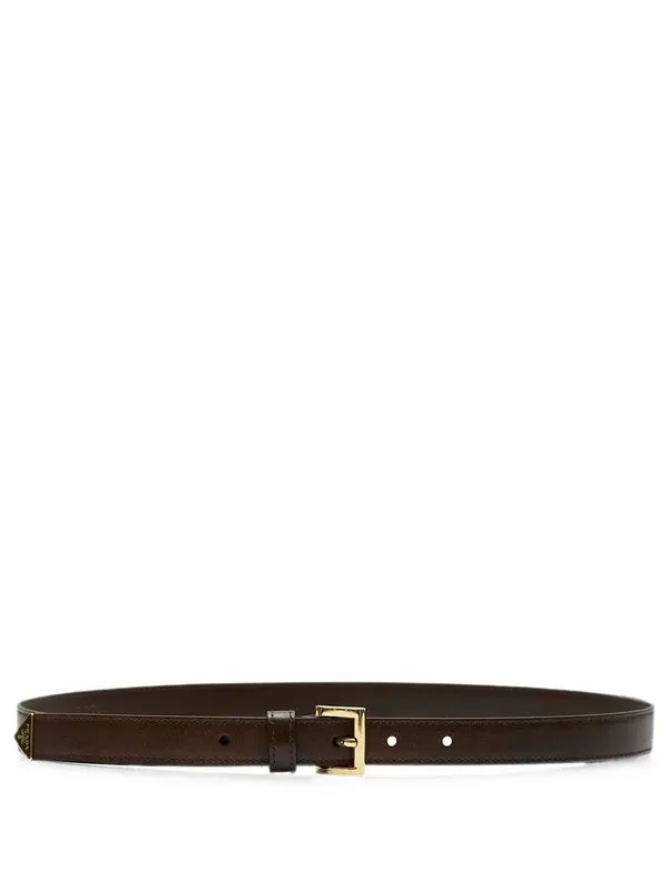 Prada Thin Leather Belt With Logo