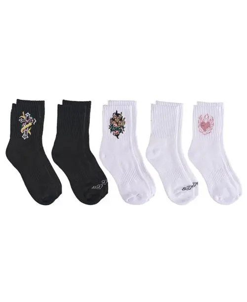 Ed Hardy Printed Mid Crew Socks 5 Pack