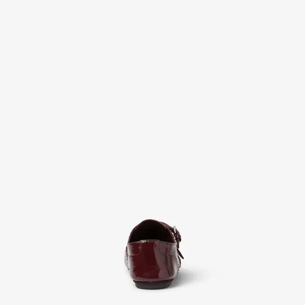 Fendi Stud Double Monk Strap Loafers In Burgundy Calfskin - Red
