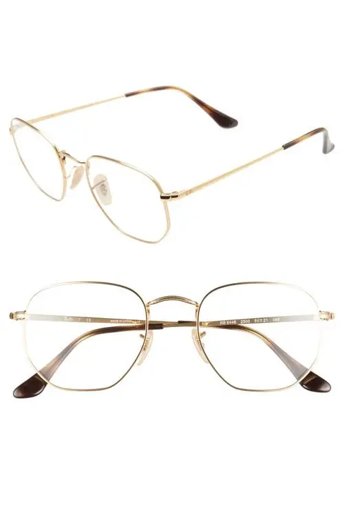 Ray-ban 51mm Round Optical Glasses - Gold
