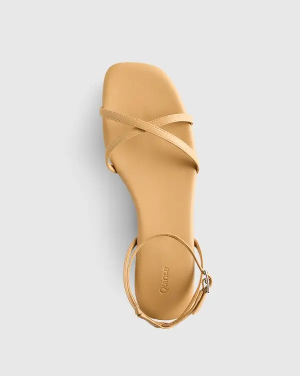 Quince Italian Leather Ankle Strap Sandal - Cashew