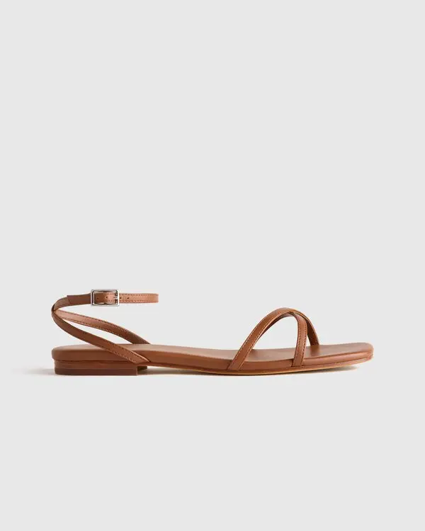 Quince Italian Leather Ankle Strap Sandal - Cognac