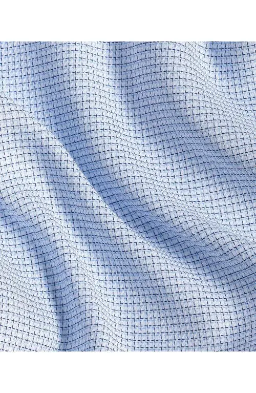 David Donahue Slim Fit Stretch Micro Neat Dress Shirt - White/blue