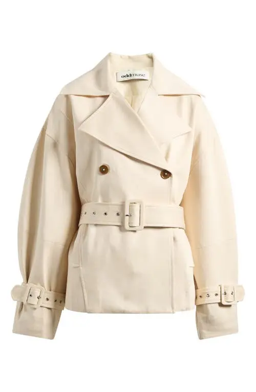 Oddmuse Double Breasted Short Trench Coat - Stone