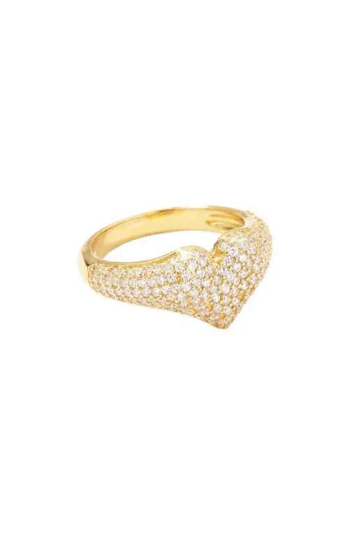 THE M JEWELERS Mini Iced Out Heart Pinky Ring - Gold